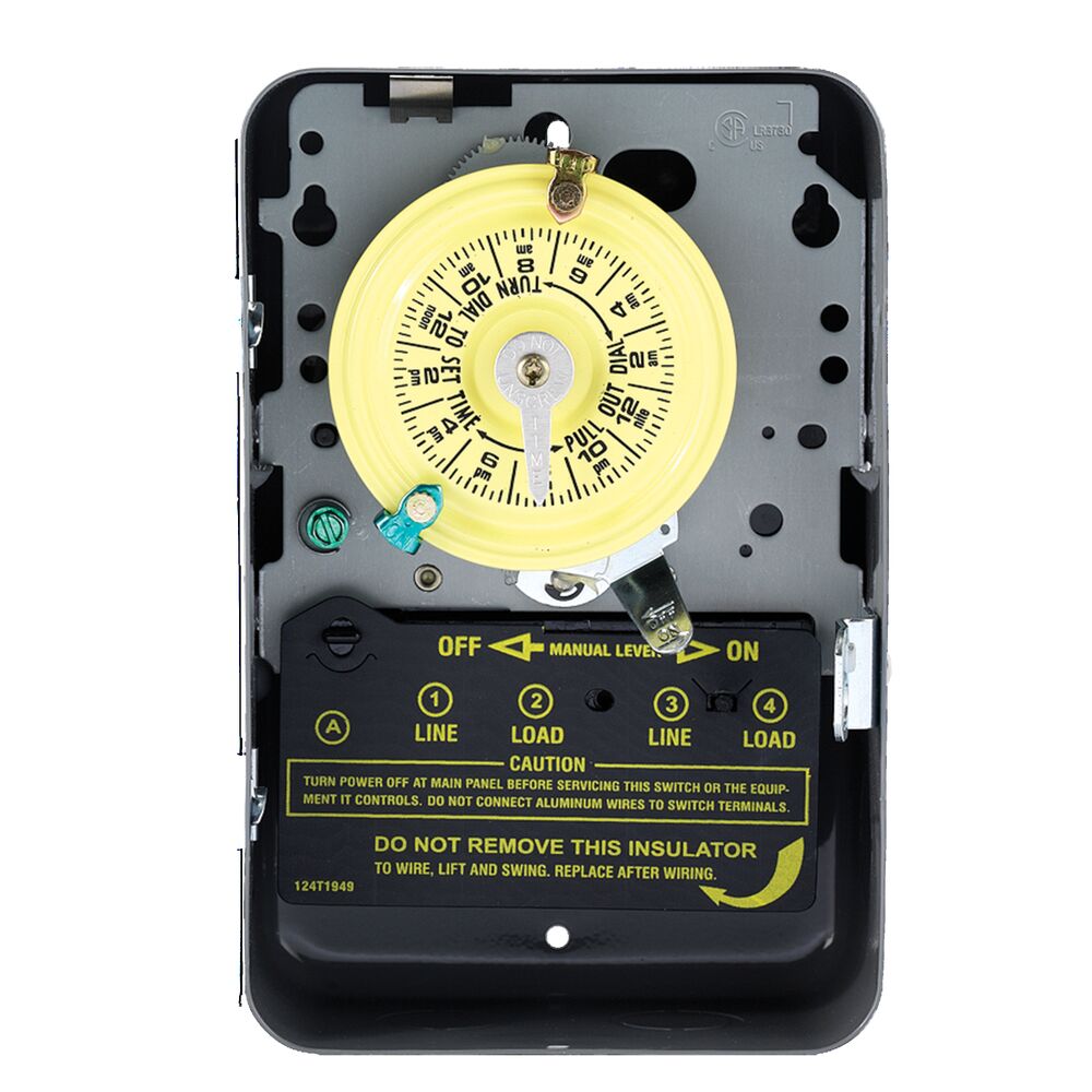 24-Hour Mechanical Time Switch, 208-277 VAC, 60Hz, DPST, Indoor Metal ...