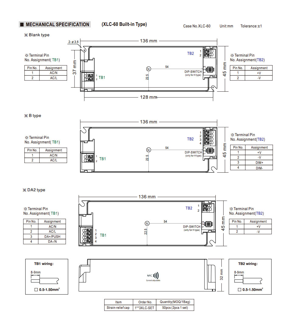XLC-60-H-N Multiple Stage Constant Power LED Driver by Mean Well