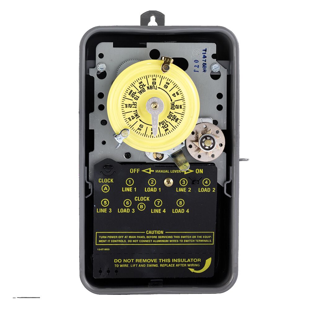 24-Hour Mechanical Time Switch with Skip-a-Day, 480 VAC, 60Hz, 4-SPST ...