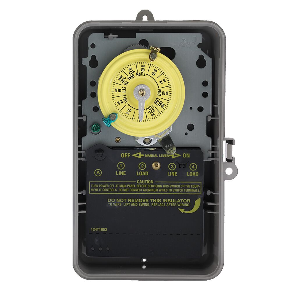 24-Hour Mechanical Time Switch, 120V, SPST, Indoor/Outdoor Plastic with ...