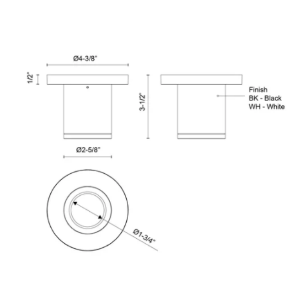 3" Nordic (2" Dia.) Ceiling Light, Black Finish by Kuzco