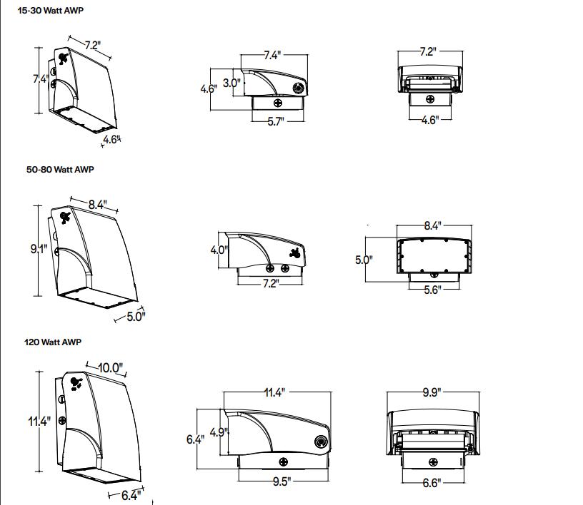 AWP-3-WS-CS-U-PC Adjustable Wall Pack 30/40/50W Color Selectable with ...