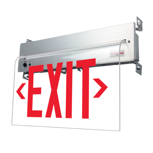 900EX Series LED Edge-lit Exit Sign, Single Face, Wall Recessed Mount ...