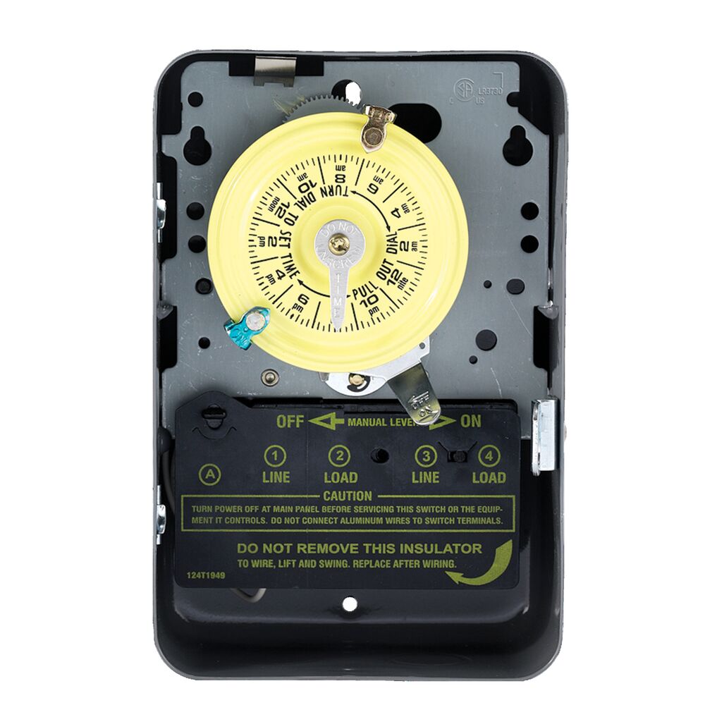 24-Hour Mechanical Time Switch, 120 VAC, 60Hz, DPST, Indoor Metal ...