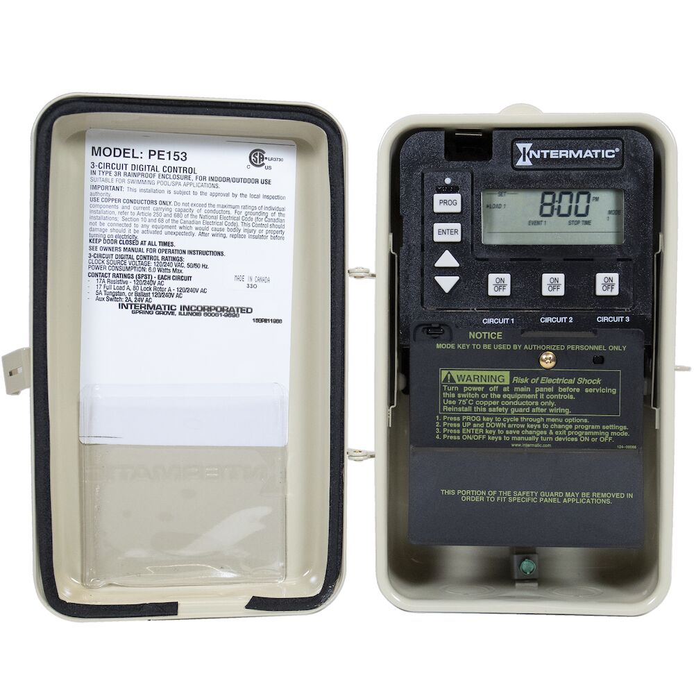 24-Hour Electronic Time Control, 3-Circuit, Freeze Protection Probe ...