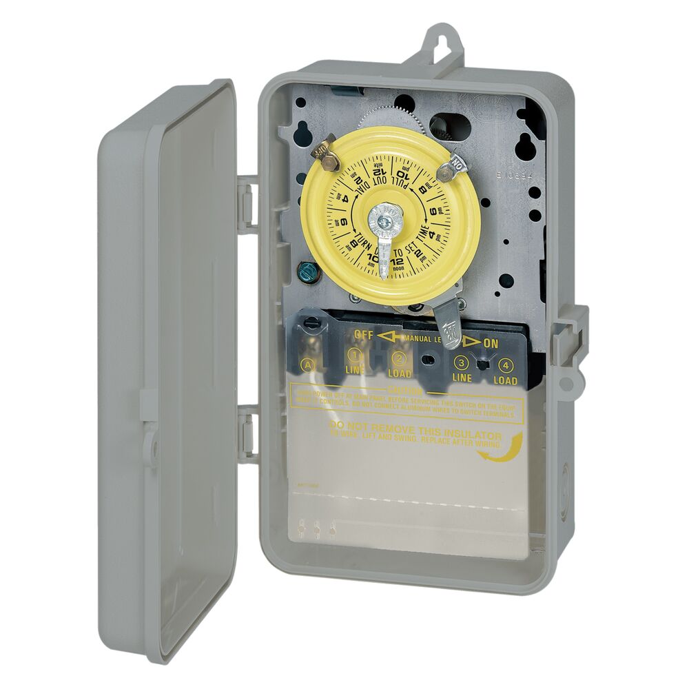 24-Hour Mechanical Time Switch, 120V, SPST, Indoor/Outdoor Plastic ...