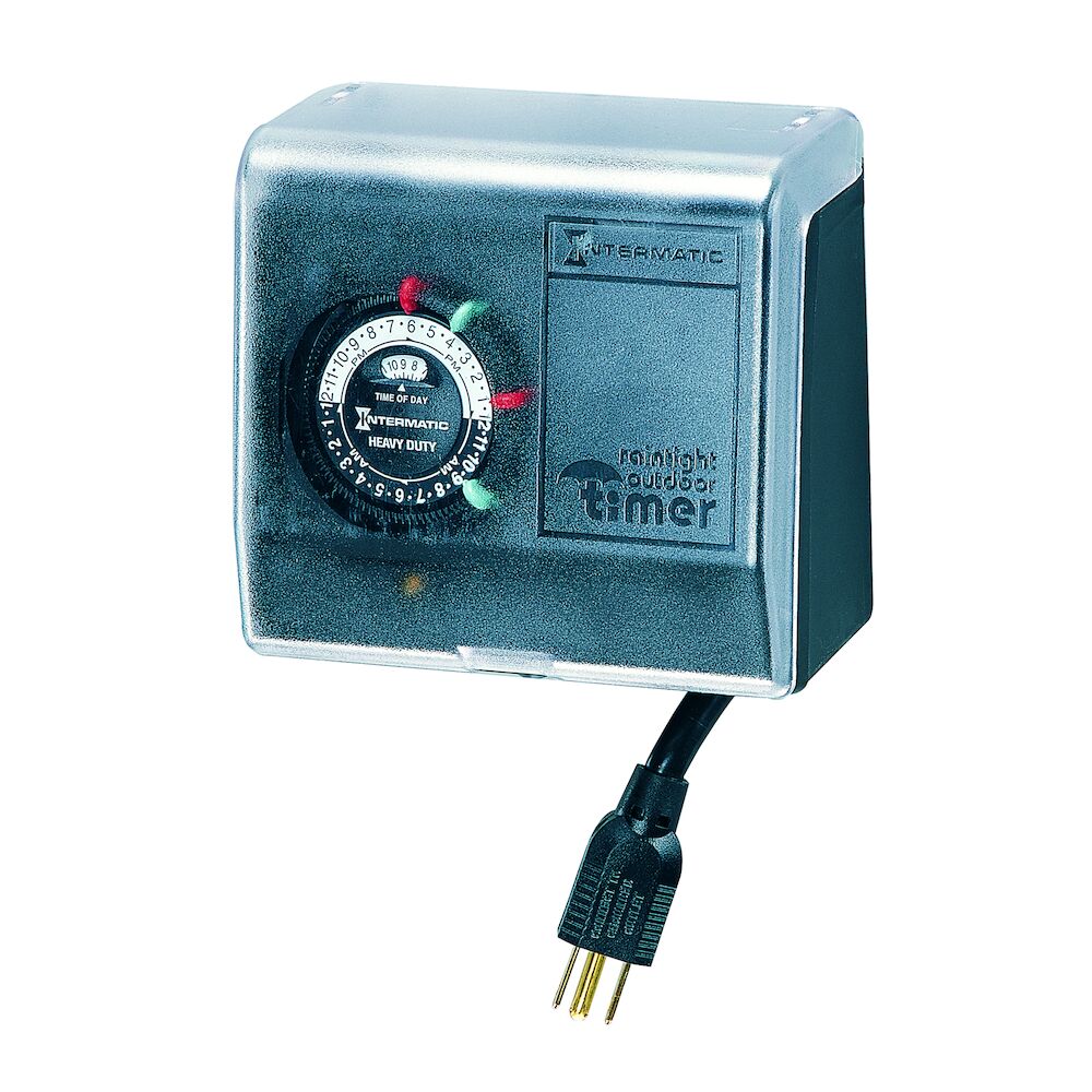 Outdoor Mechanical Plug-In Timer with Built-In Enclosure, 120V, Black ...