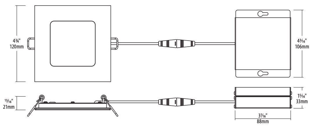 4" Square LED Slim Profile Recess Retrofit Downlight by Liteline