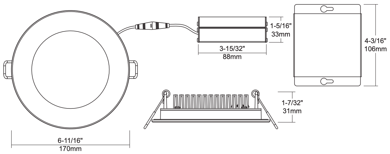 6" SlimLED Profile Round Dimmable 17W LED Recess Retrofit Downlight by ...