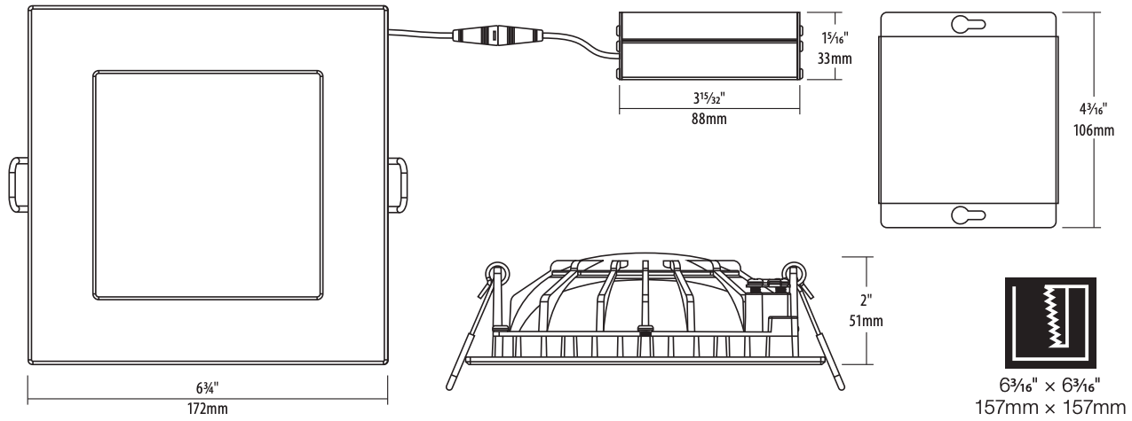 6" SlimLED Indirect Square Recessed Downlight by Liteline