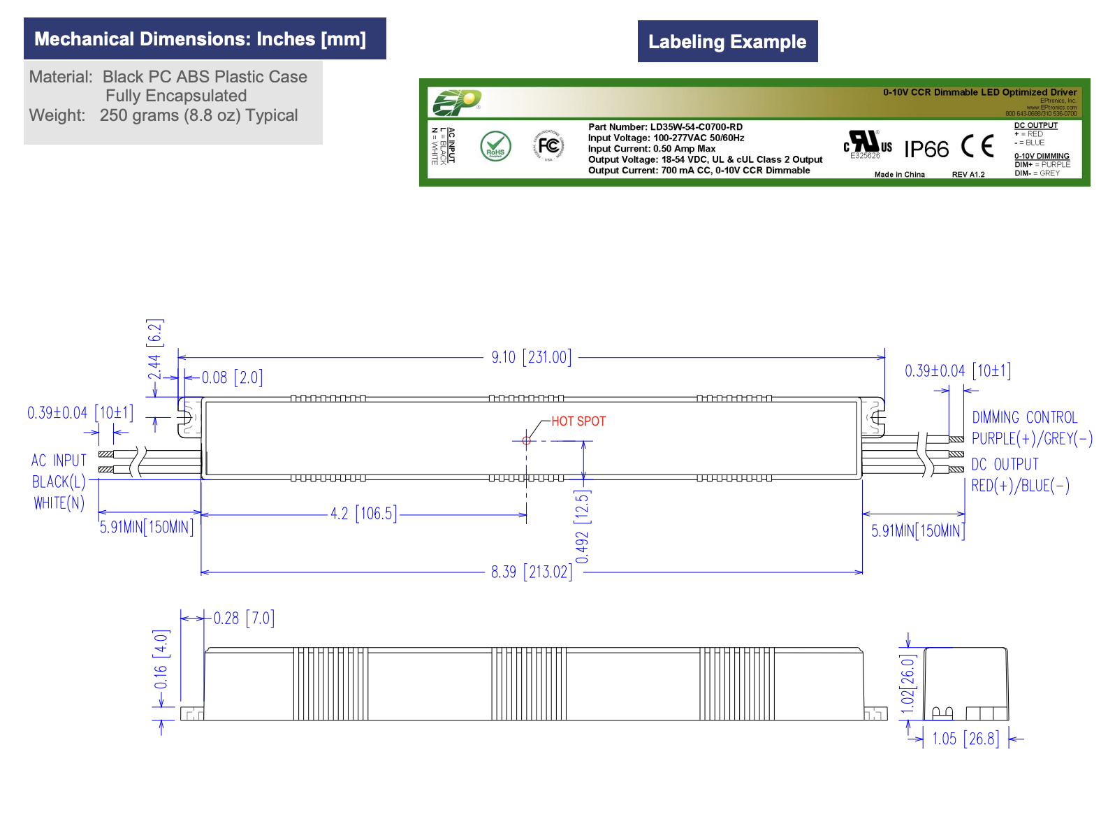LD35W-100-C0350 Constant Current LED Driver by EPtronics