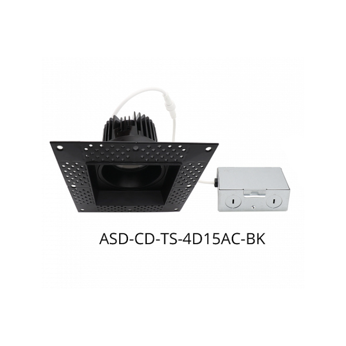 ASD-CD-TS-4D15AC-BK 4" Square 15W LED Downlight Trimless CCT Selectable ...