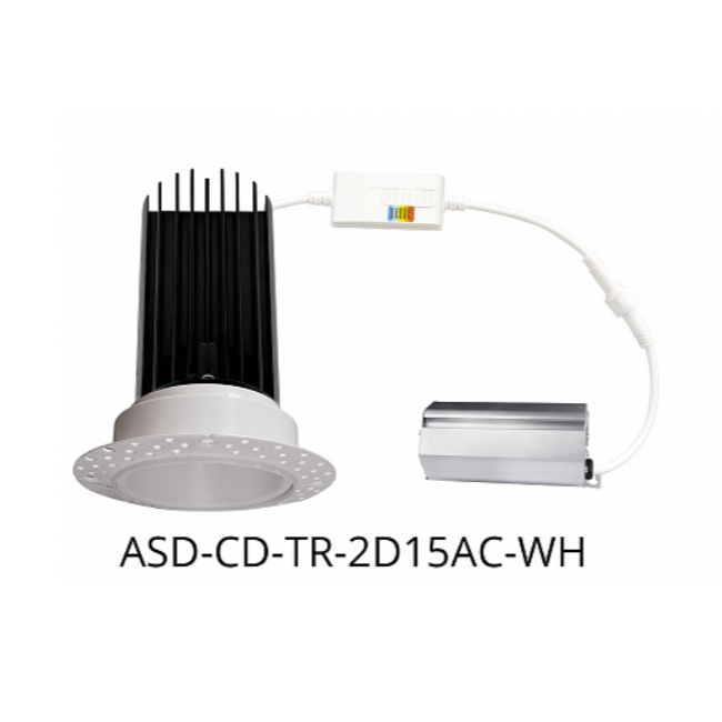 ASD-CD-TR-2D15AC-WH 2" Round 15W LED Downlight Trimless CCT Selectable ...