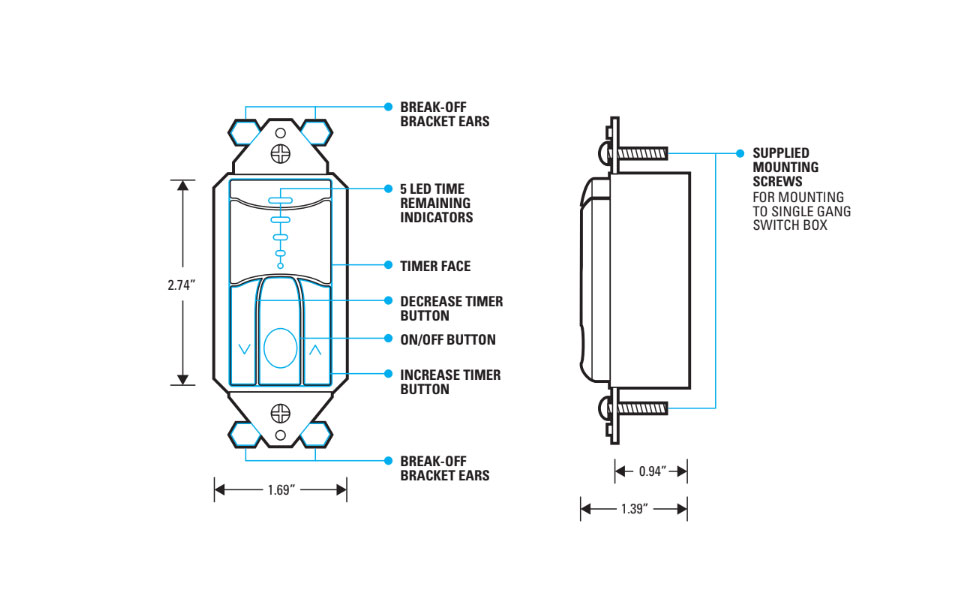 SWX-843 Line Voltage Interval Timer Switch, 60M Time Scale, White ...