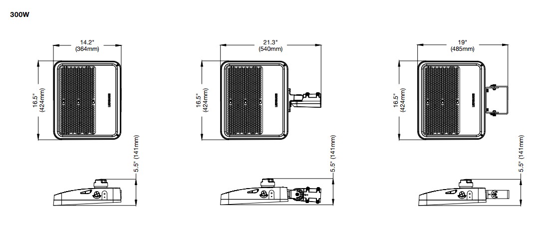 200/250/300W Flood Light Performance Class, 277-480V, CCT Selectable ...