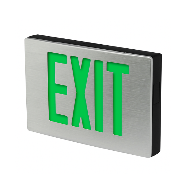 400EX Series Die-Cast Aluminum LED Exit Sign, Green Single Face, AC ...