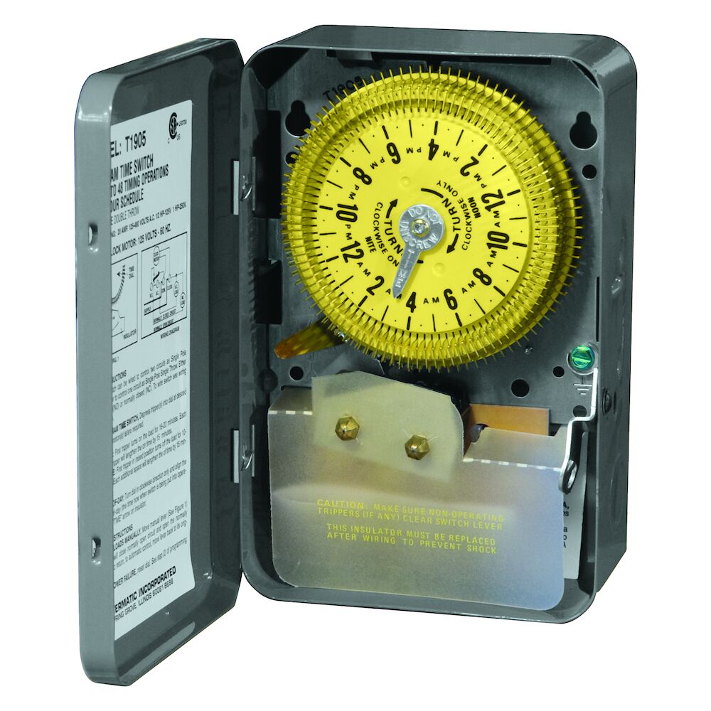 24-Hour Mechanical Time Switch, 208-277 VAC, 60Hz, SPDT, Indoor Metal ...