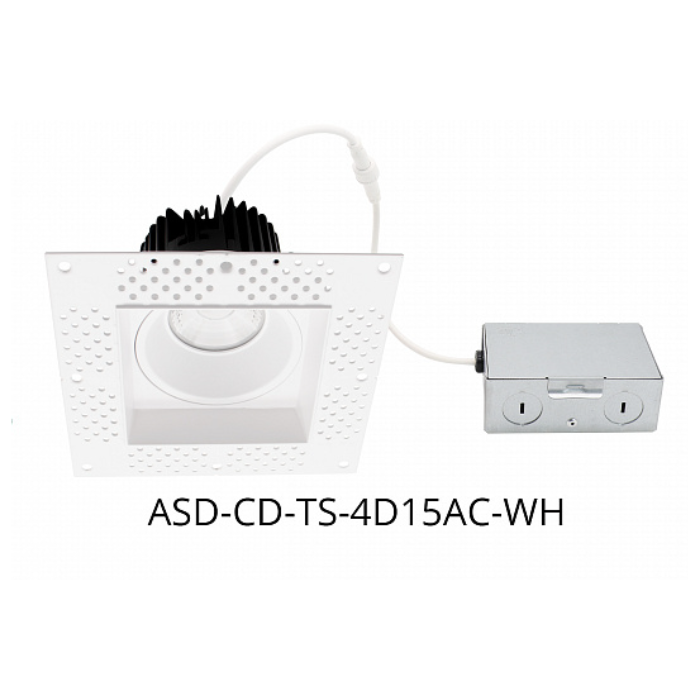 ASD-CD-TS-4D15AC-WH 4" Square 15W LED Downlight Trimless CCT Selectable ...