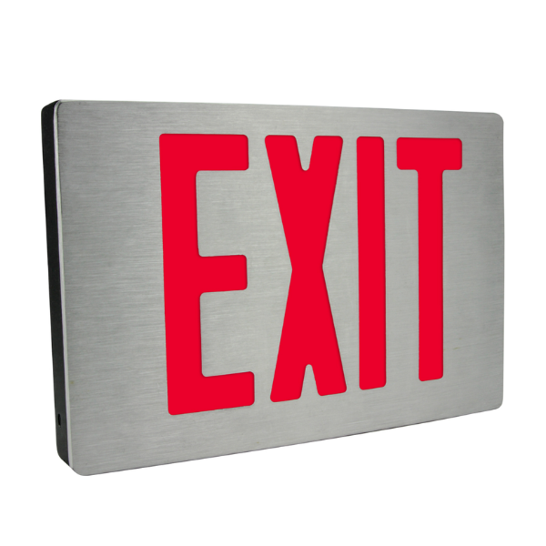 400U Series Die-cast Aluminum LED Exit, Universal Face, Red Letters ...