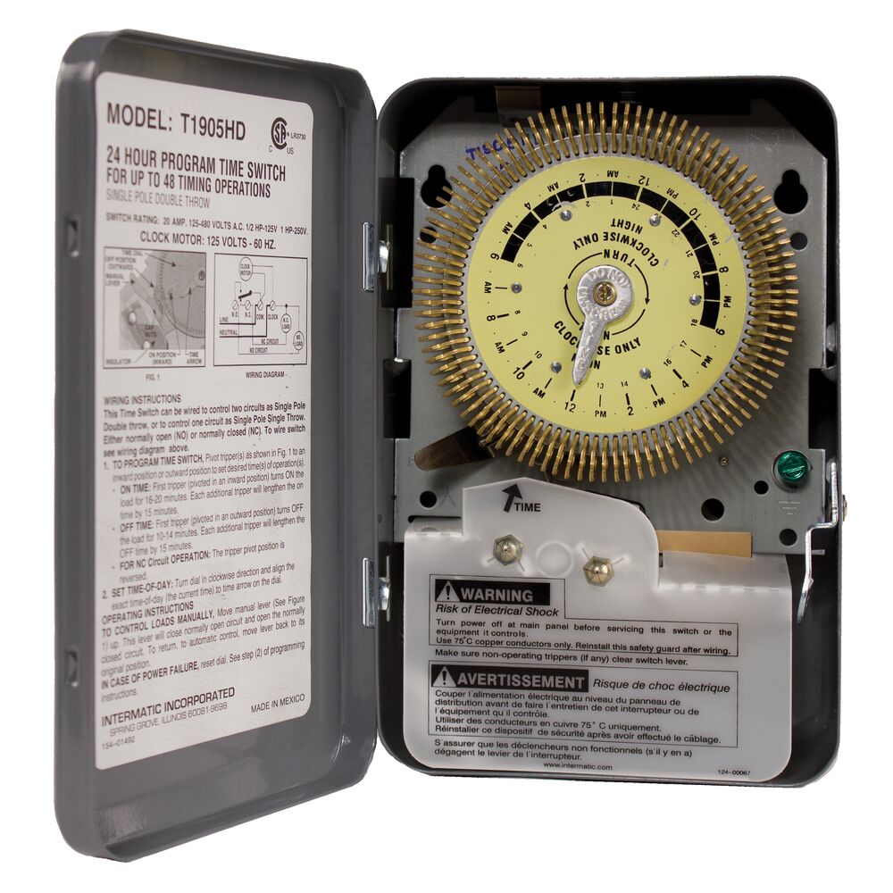 24-Hour Heavy-Duty Metal Dial Mechanical Time Switch, 125 VAC, 60Hz ...