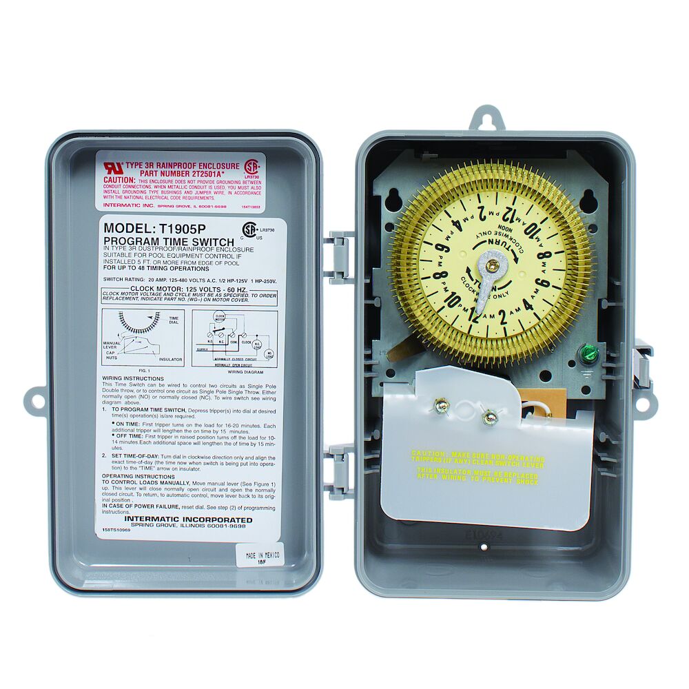 24-Hour Mechanical Time Switch, 480 VAC, 60Hz, SPDT, Indoor Metal ...