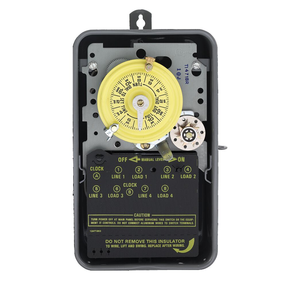 24-Hour Mechanical Time Switch with Skip-a-Day, 120 VAC, 60Hz, 4-SPST ...