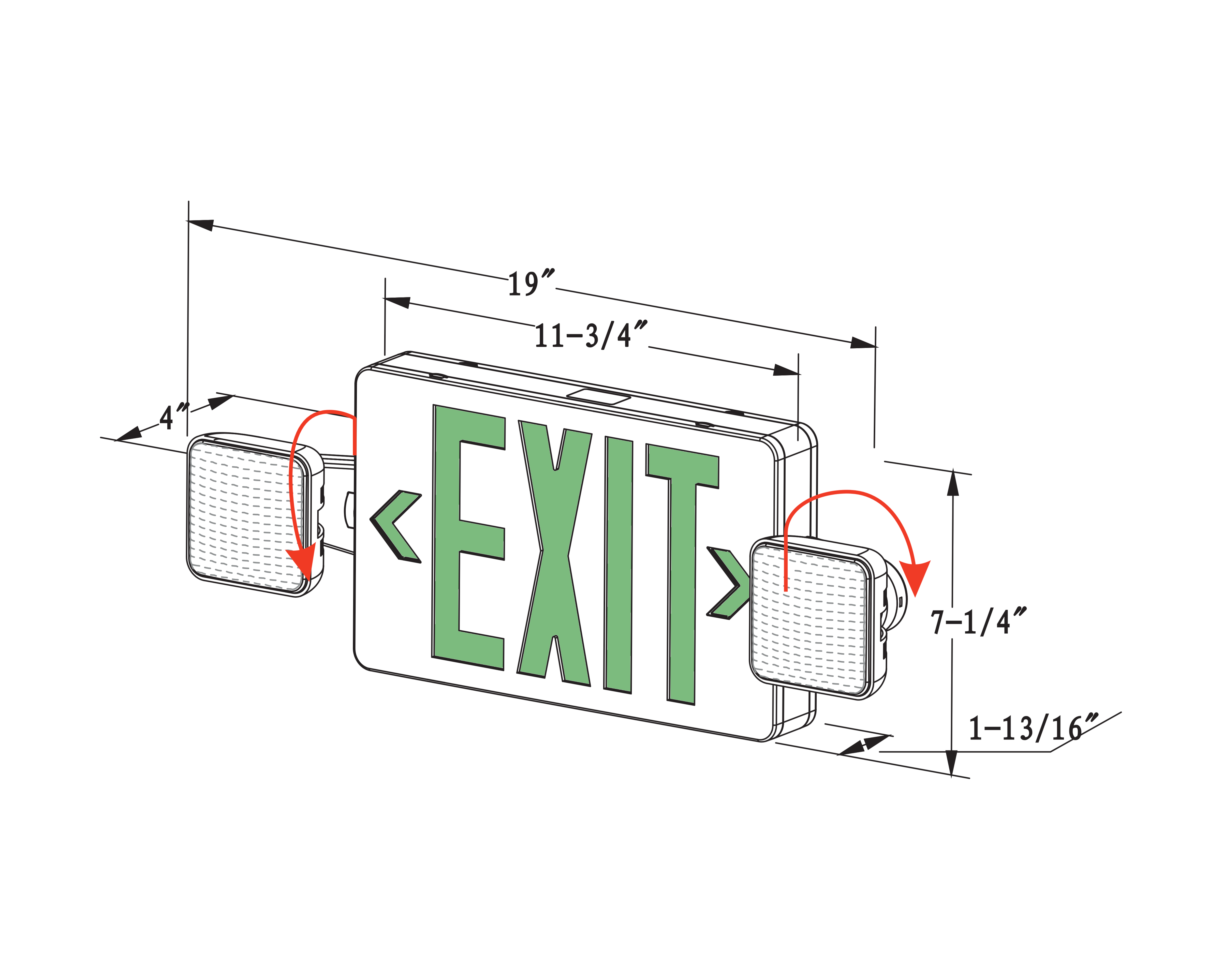 ECL3 Series Self-Diagnostic LED Emergency Exit Sign Combo with Green ...
