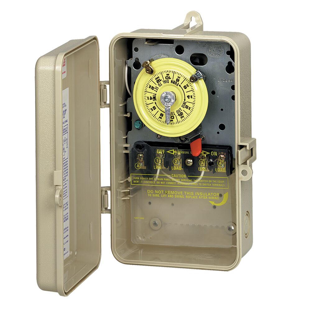 24-Hour 208-277V Mechanical Time Switch, DPST, Type 3R Plastic ...