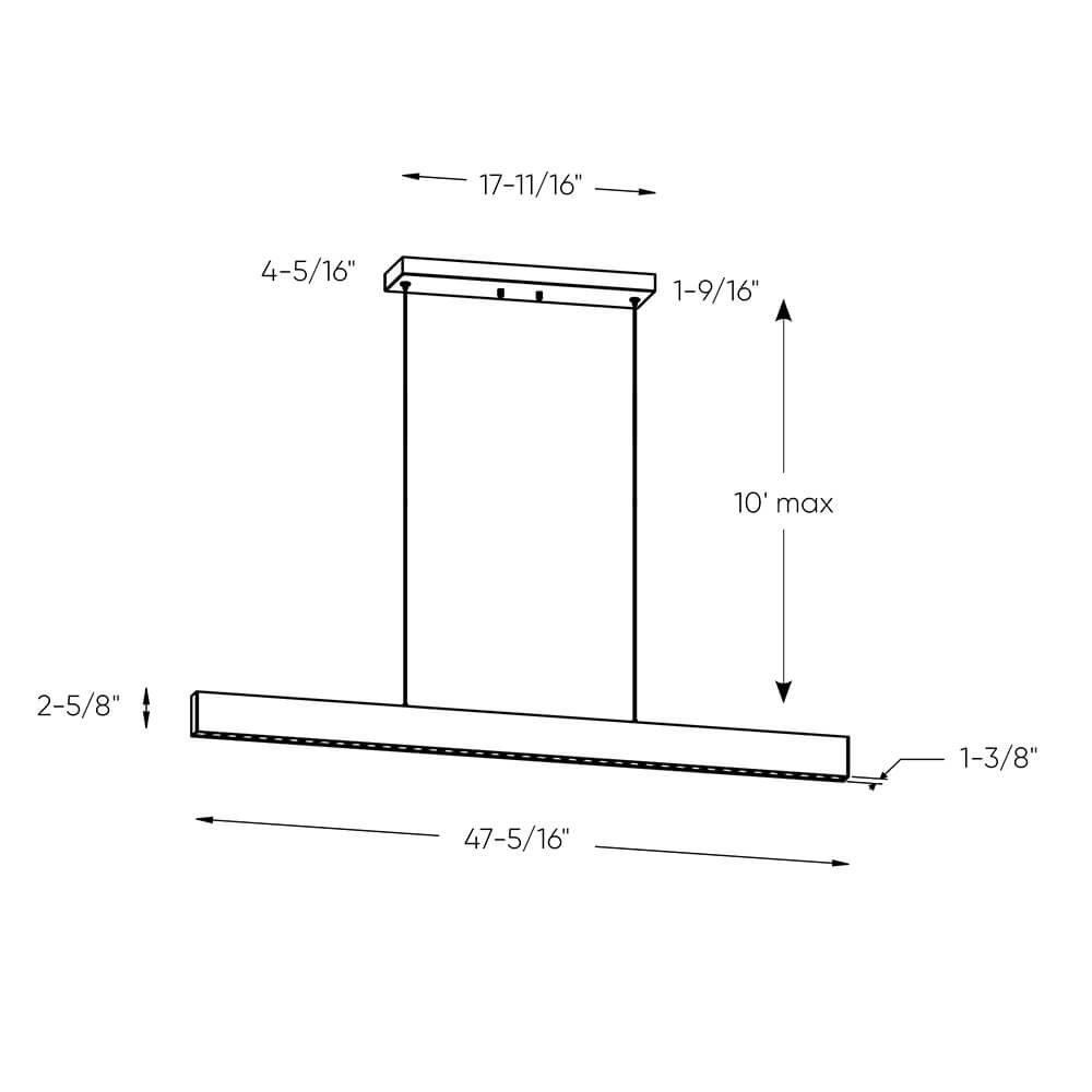 PinPoint Linear MSLPD48-CC-BK 40W CCT Selectable Pendant Fixture with ...