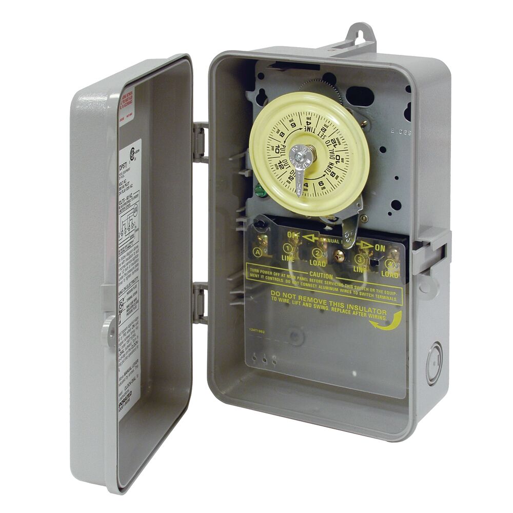 24-Hour Mechanical Time Switch, 208-277 VAC, 60Hz, DPST, Indoor/Outdoor ...