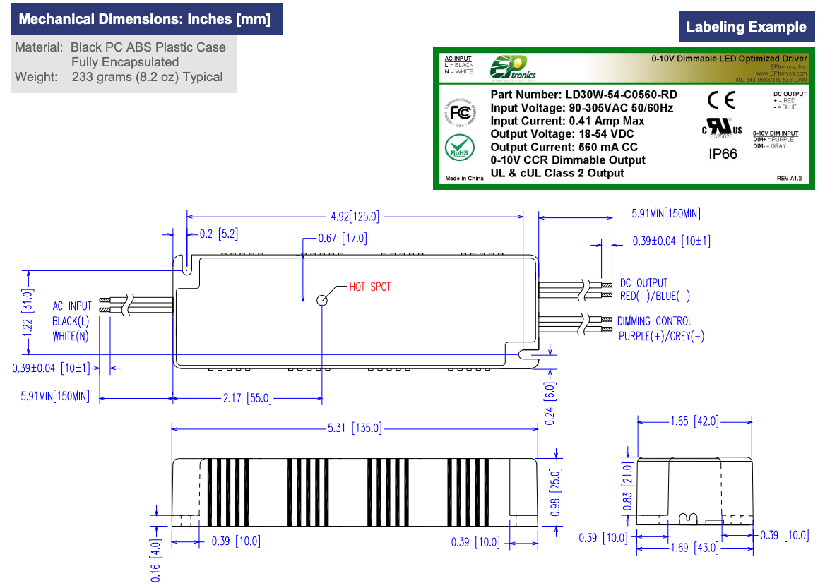 LD30W-12 Constant Voltage LED Driver by EPtronics