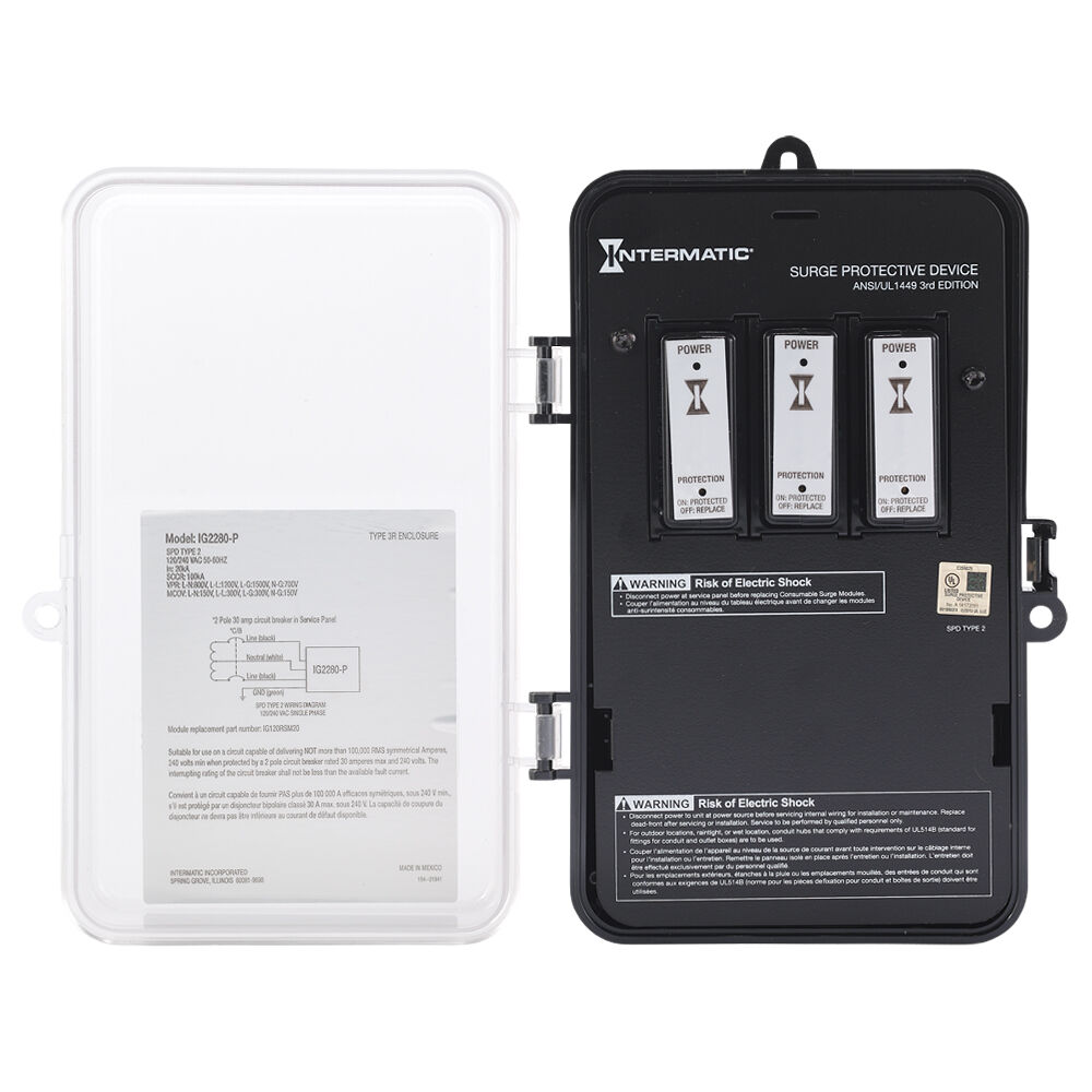 Whole House Surge Protective Device, 6-Mode, 1-Phase, 120/240 VAC, Type ...