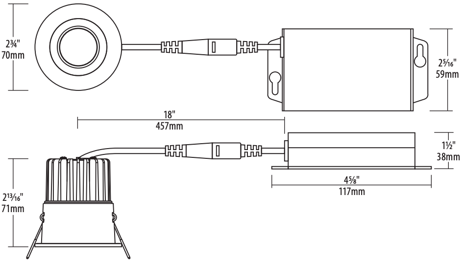 2" LUNA LED Round Fixed Color Selectable Recessed Fixture by Liteline
