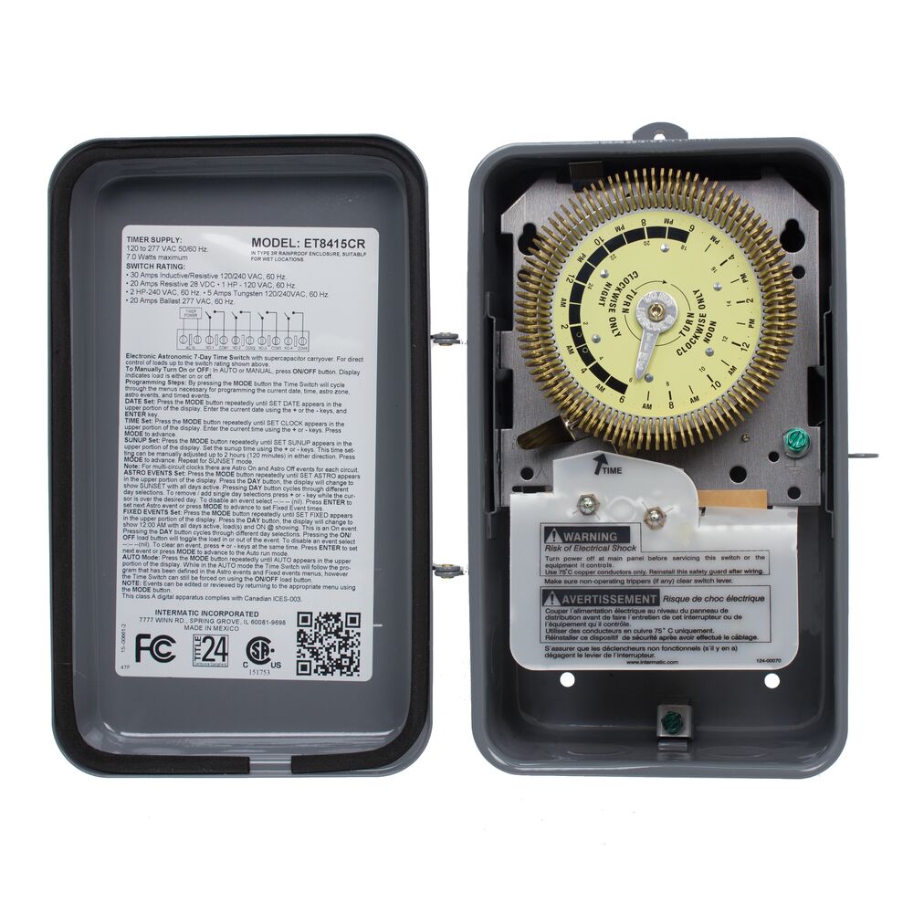 24-Hour Heavy-Duty Metal Dial Mechanical Time Switch, 125 VAC, 60Hz ...