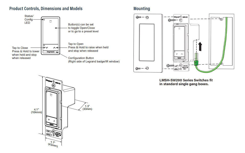 LMSH-SW222-RED DLM Wired Standard Shade Switch, 2-Button, 2-Rocker, Red ...