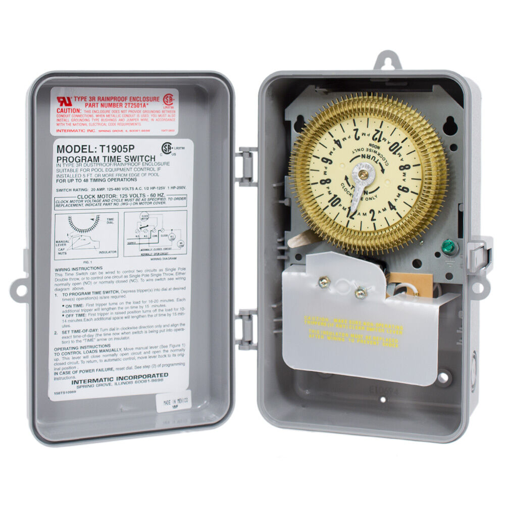 24-Hour Mechanical Time Switch, 480 VAC, 60Hz, SPDT, Indoor Metal ...